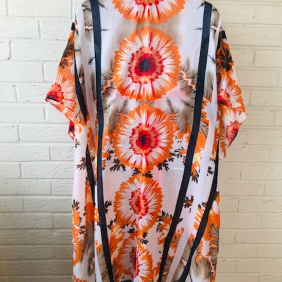 Swim | Nwt Orange Tropical Design Cover Up | Poshmark
